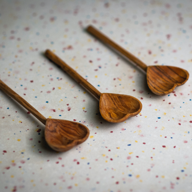 Hand-carved Heart Tea Spoon from Olive Wood. Gift a loving spoonful ...